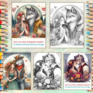 Fairy Tale Wolf in Romantic Country Coloring Stress Relief for Relax ...
