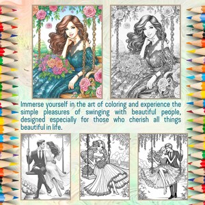 Printable Coloring Pages Happy Swing With Beautiful People | Grayscale ...