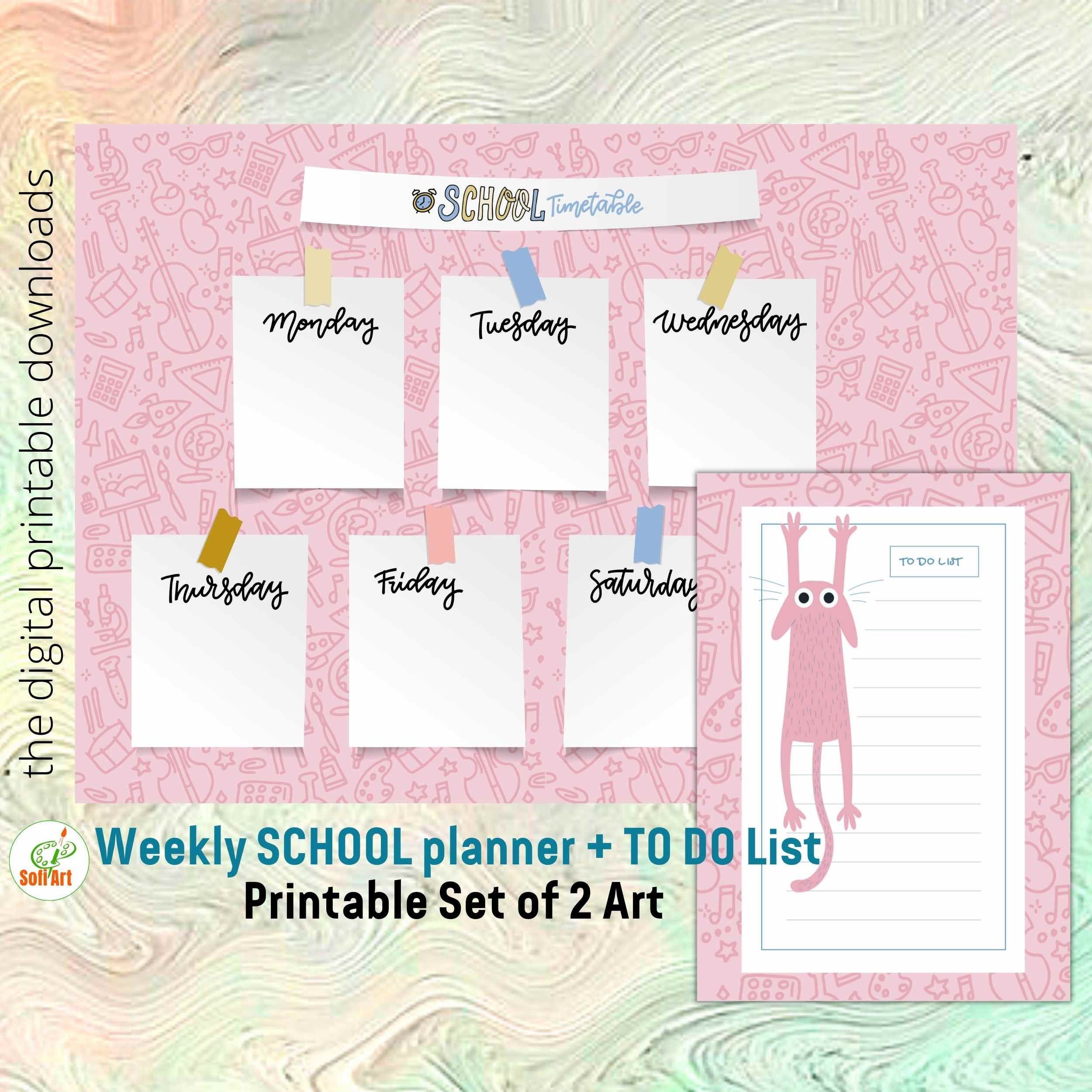 Printable Weekly Schedule for Kids School Timetable and to - Etsy