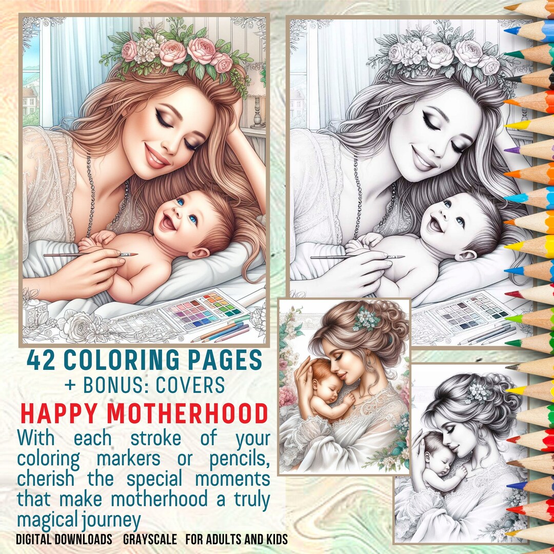 Motherhood Coloring Book Pages for Mother's Day | Coloring Mother and ...