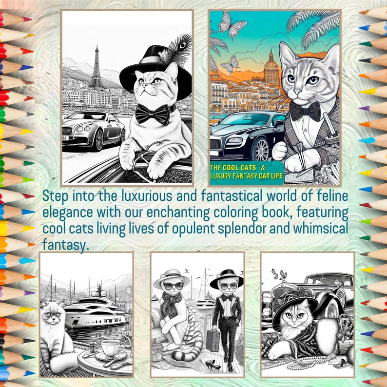 Cats Coloring Book, Fantasy Coloring Pages, Coloring for Adults and ...