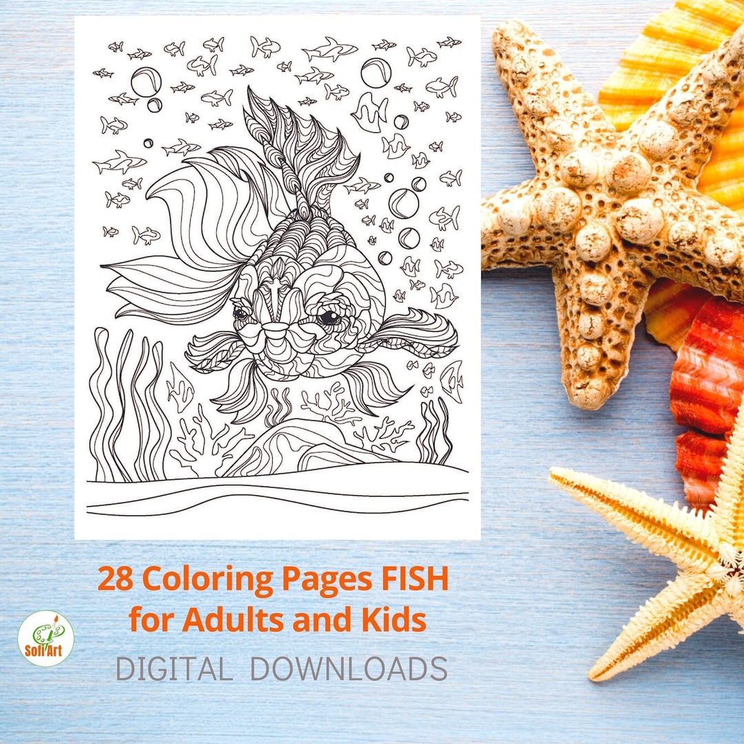 Fish Coloring Book Page for Kids and Adults Fish Drawing Book PDF File ...