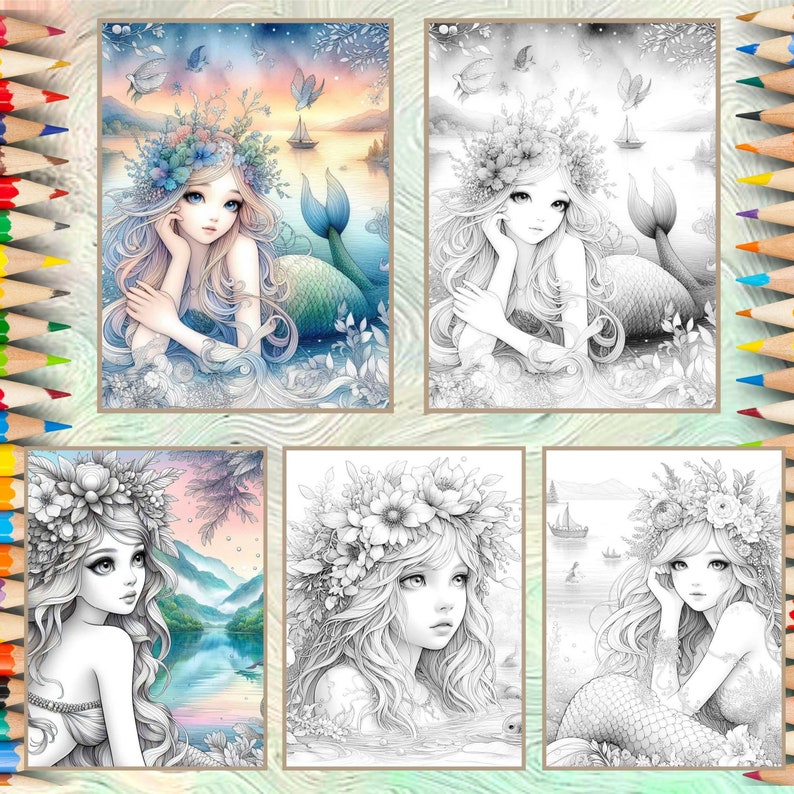 Fairy Tale Mermaid and Nymph Coloring Book Pages | Coloring Pages for ...