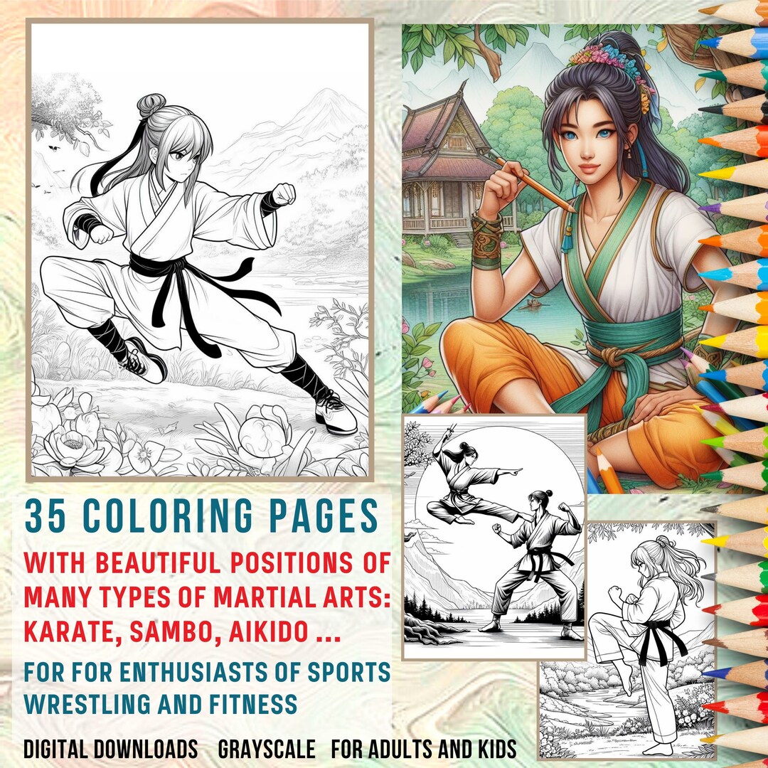 Coloring Books With Beautiful Positions of Many Types of Martial Arts ...
