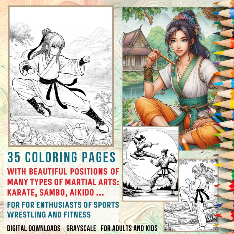 Coloring Books With Beautiful Positions of Many Types of Martial Arts ...