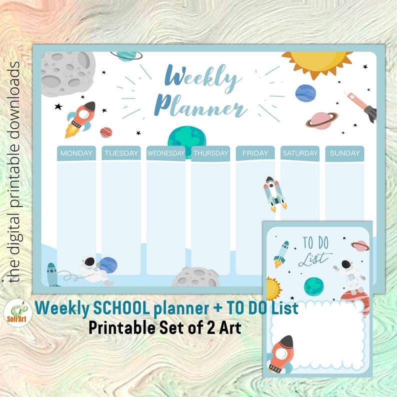 Printable School Weekly Planner and to Do List | Space Lover Design ...