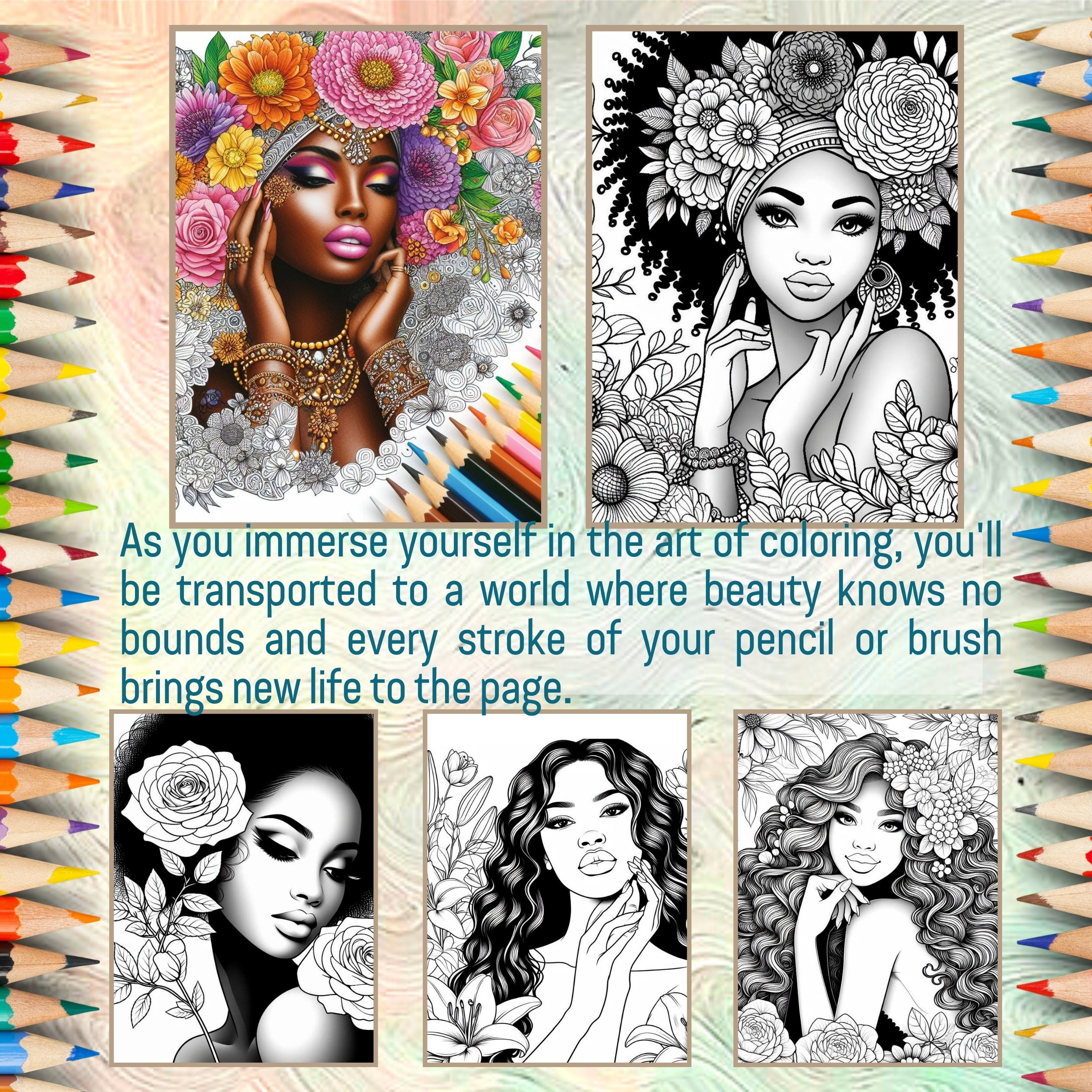 Coloring Pages of Beautiful African Women and Inspiring Girls With ...