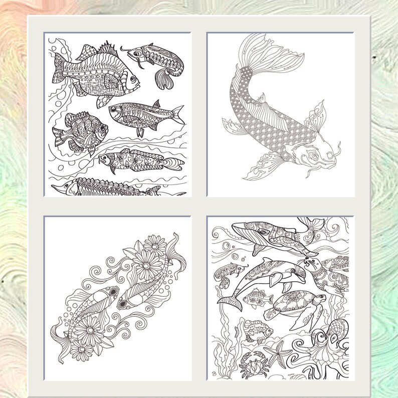 28 Fish Coloring Book Pages Koi Carp for Adults and Kids PDF File Size ...