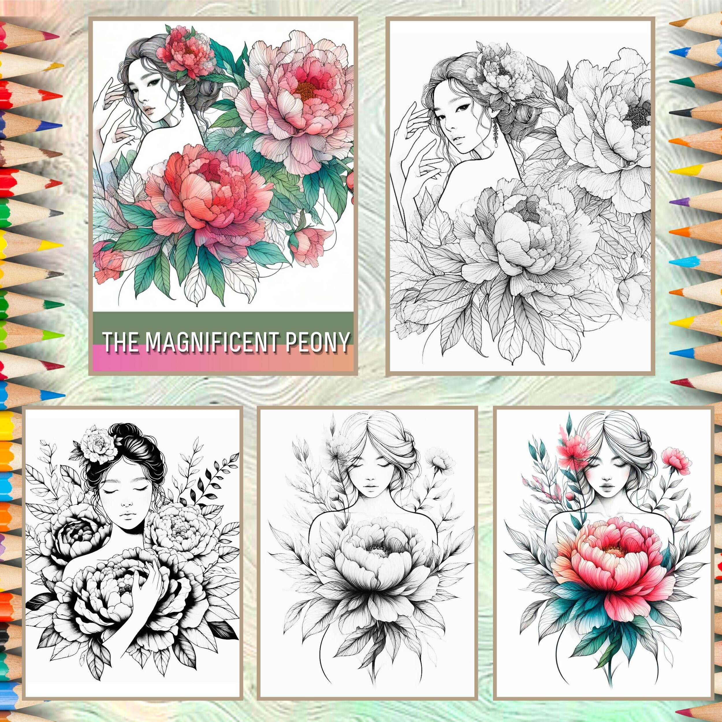 Botanical Floral Flowers Coloring Book Pages for Girls | Coloring ...