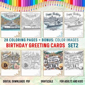 Birthday Greeting Coloring Book Pages for Designing Your Own Beautiful ...
