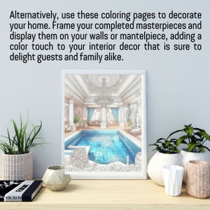 Set Dream Pool in a Luxury Interior Coloring Page Book | Grayscale ...