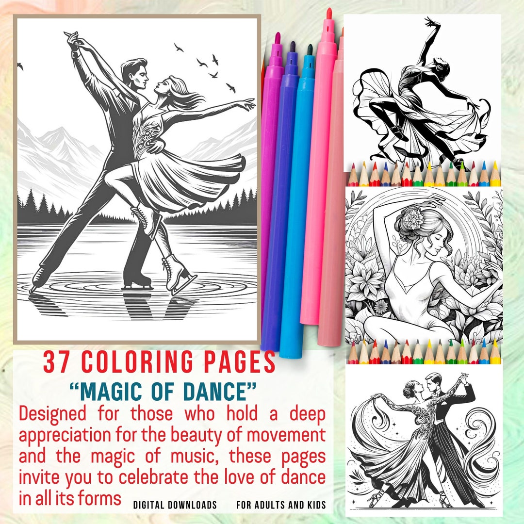 Girls Dancer Coloring Pages for Dance Lovers Coloring Book for Adults ...