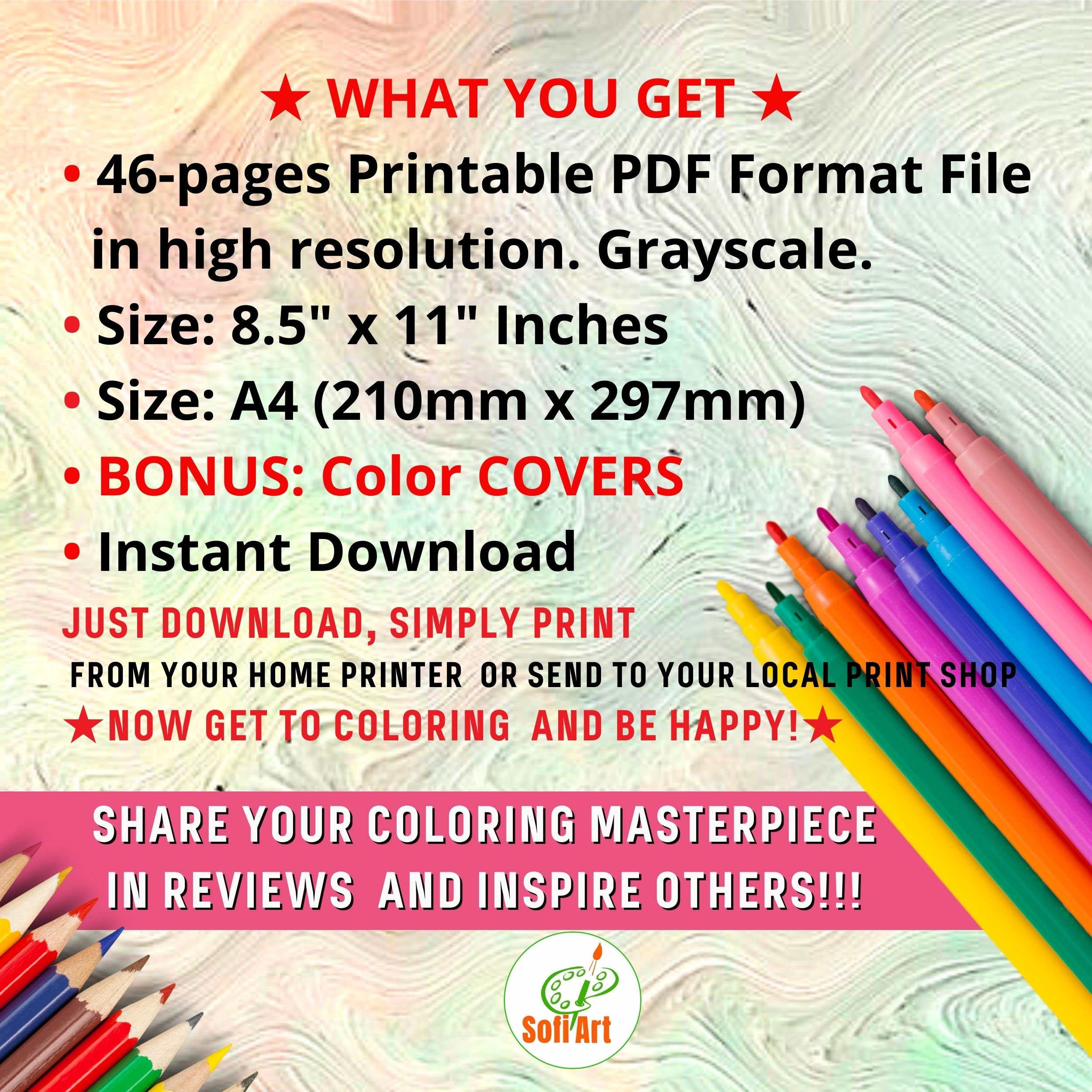 Coloring Book Pages for Mental Health Cute Kids and Animals Children ...