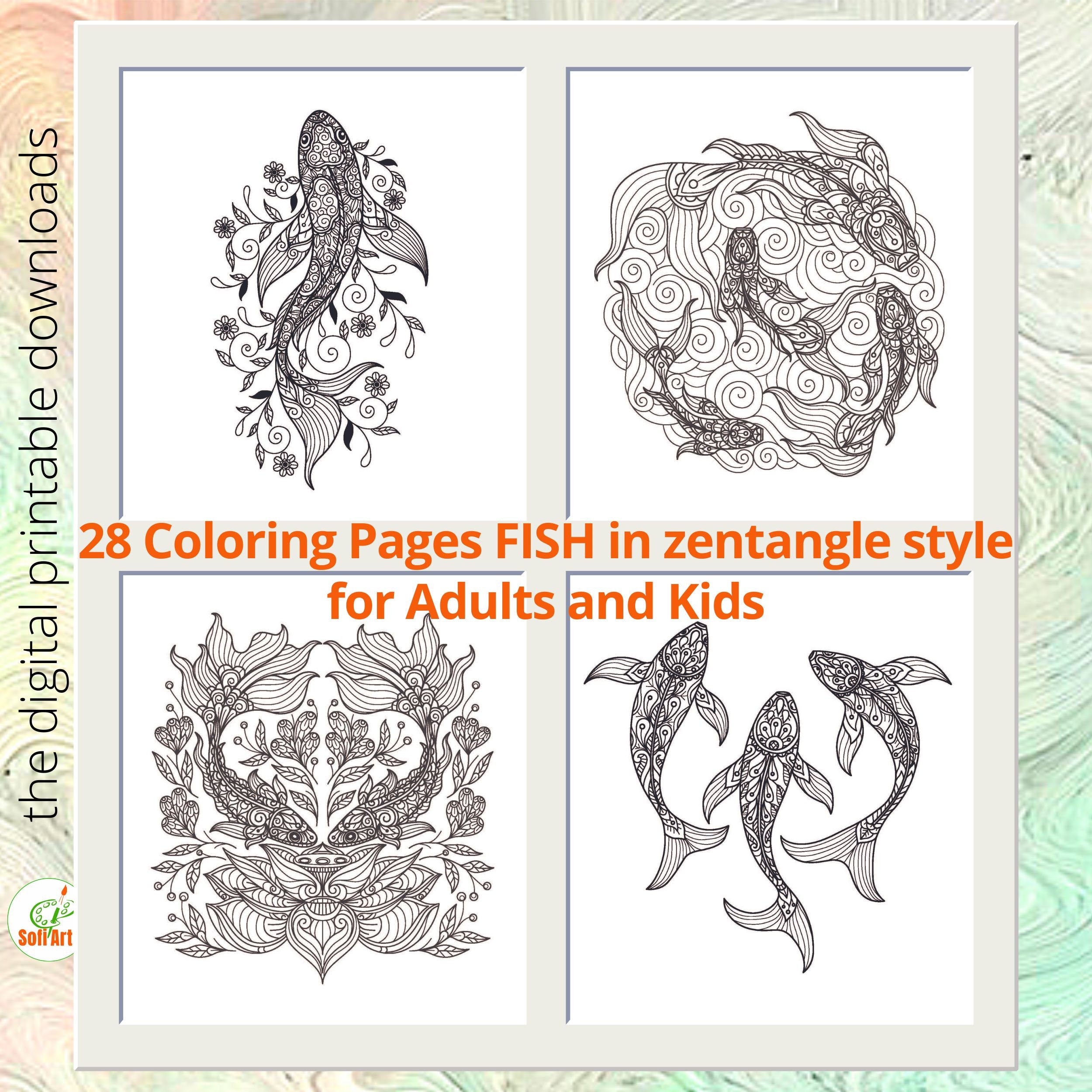 28 Fish Coloring Book Pages | Koi Carp | for Adults and Kids | PDF File ...