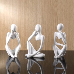 3 Pcs Thinker Statue Gold Decor, Body Art Sculpture, Golden Resin ...