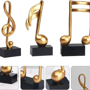 3 Pcs Music Note Figurines, Gold Sculpture Musical Note Resin Statue ...