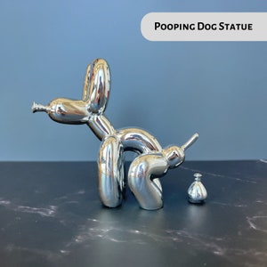 Pooping Balloon Dog Sculpture, Gold Dog Figurine Décor,silver Dog ...