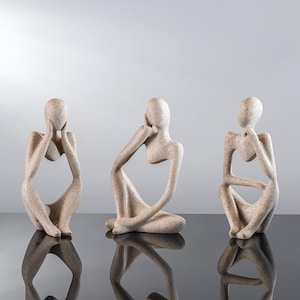 3 Pcs Thinker Statue Gold Decor, Body Art Sculpture, Golden Resin ...