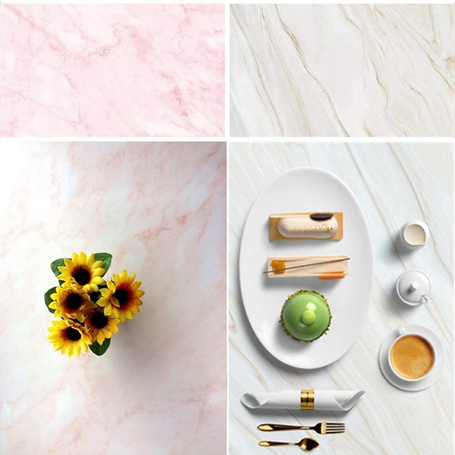 Marble Texture Photography Backdrop, 2 in 1 Two-sided Flat Lay Food ...