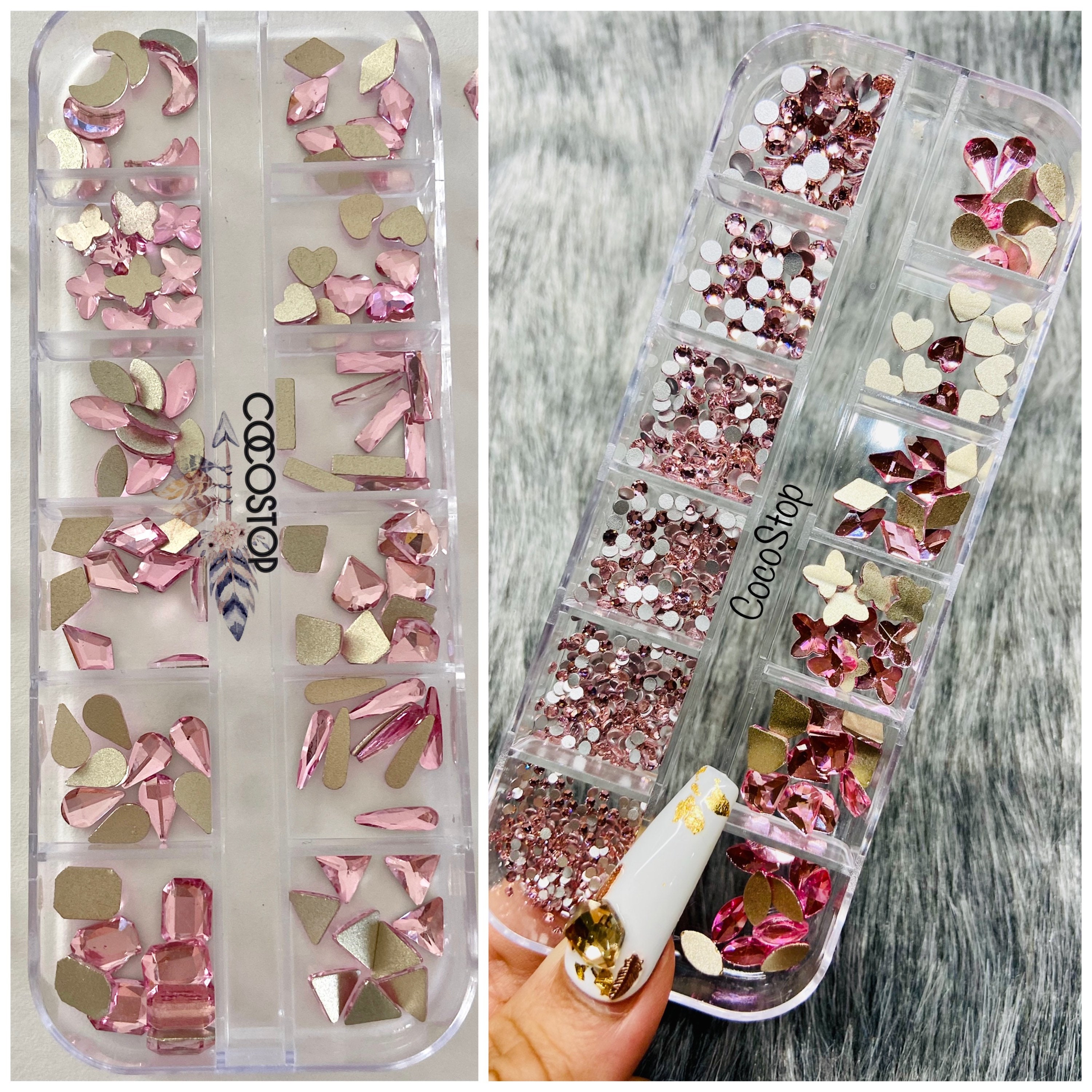60/120 Pieces Rose Blush Pink Nail Rhinestone Box - Etsy