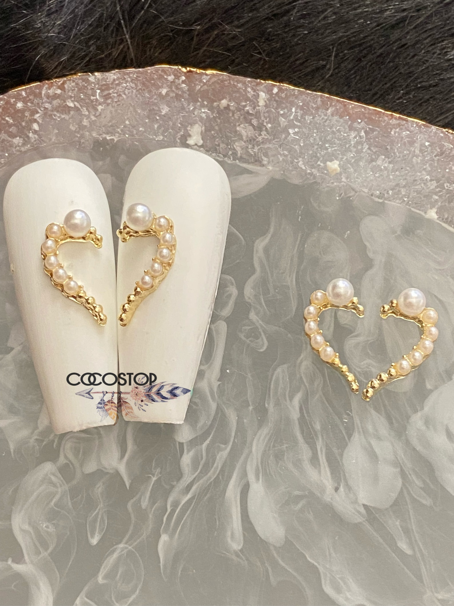 Valentine Haft Heart Rhinestone 3D Nail Charms Nail Art | Etsy