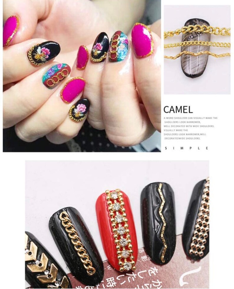 Nail Chains Metallic 3D Nail Charms - Etsy