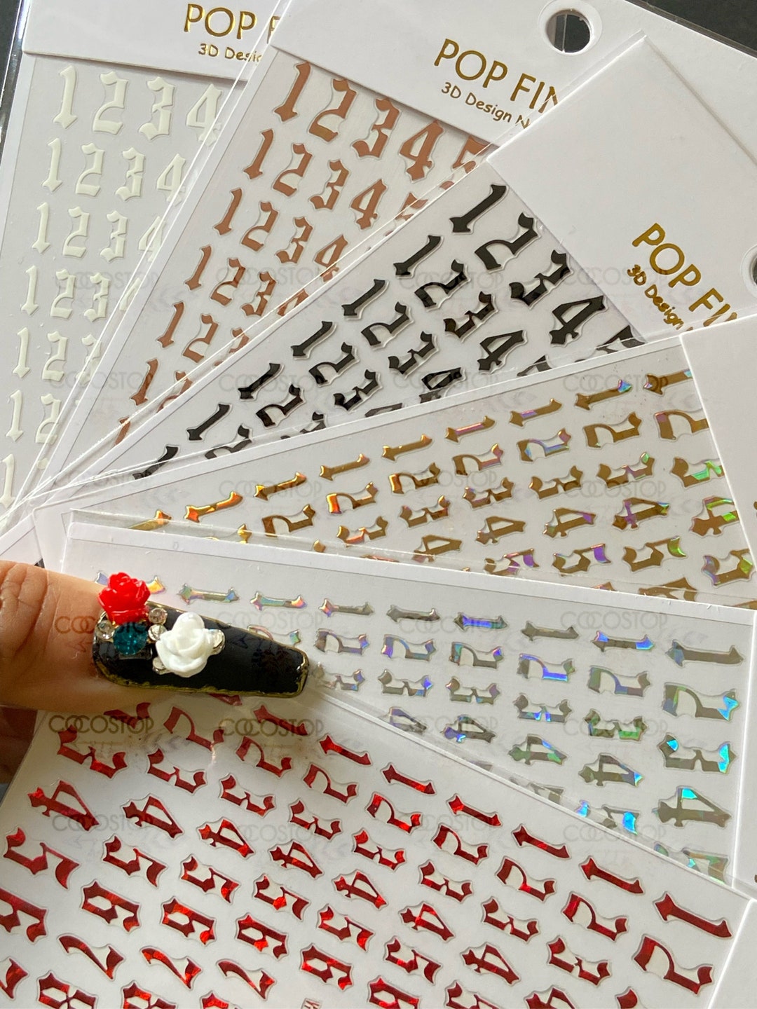 6 Packs Number Adhesive Nail Decals DIY Crafts - Etsy