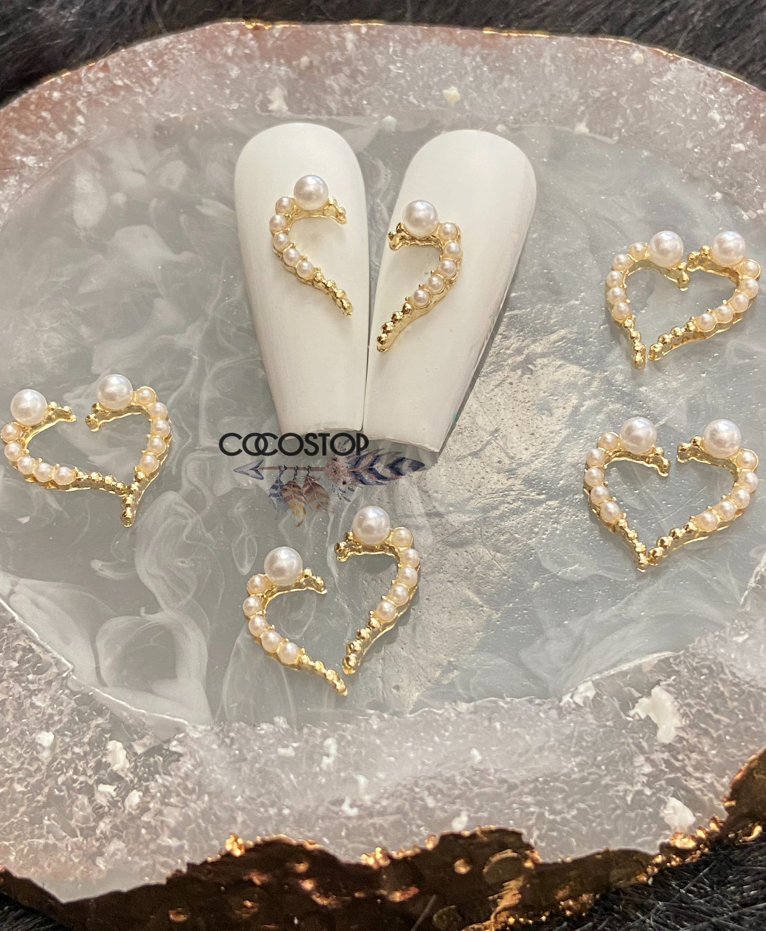 Valentine Haft Heart Rhinestone 3D Nail Charms Nail Art | Etsy