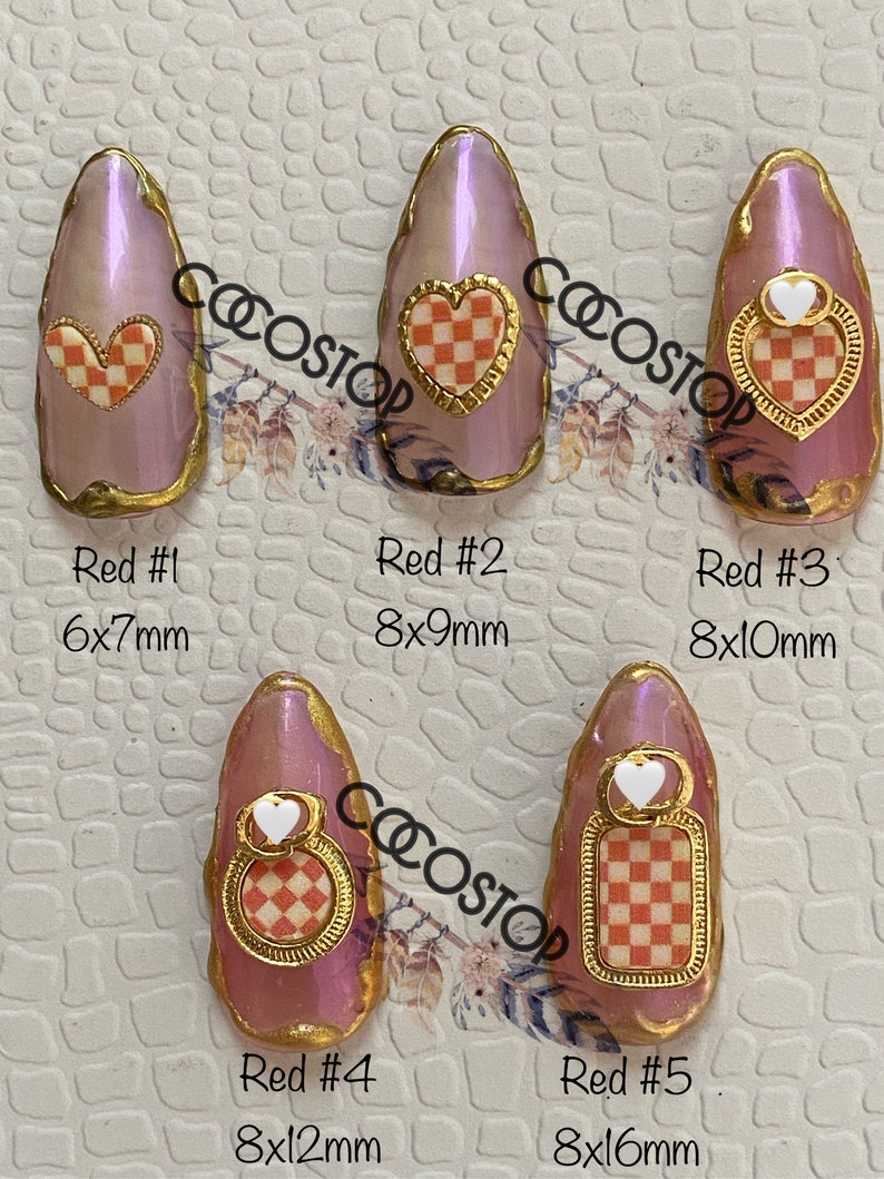Gold Chess Heart Nail Jewelry 3D Nail Charms Nail Art - Etsy