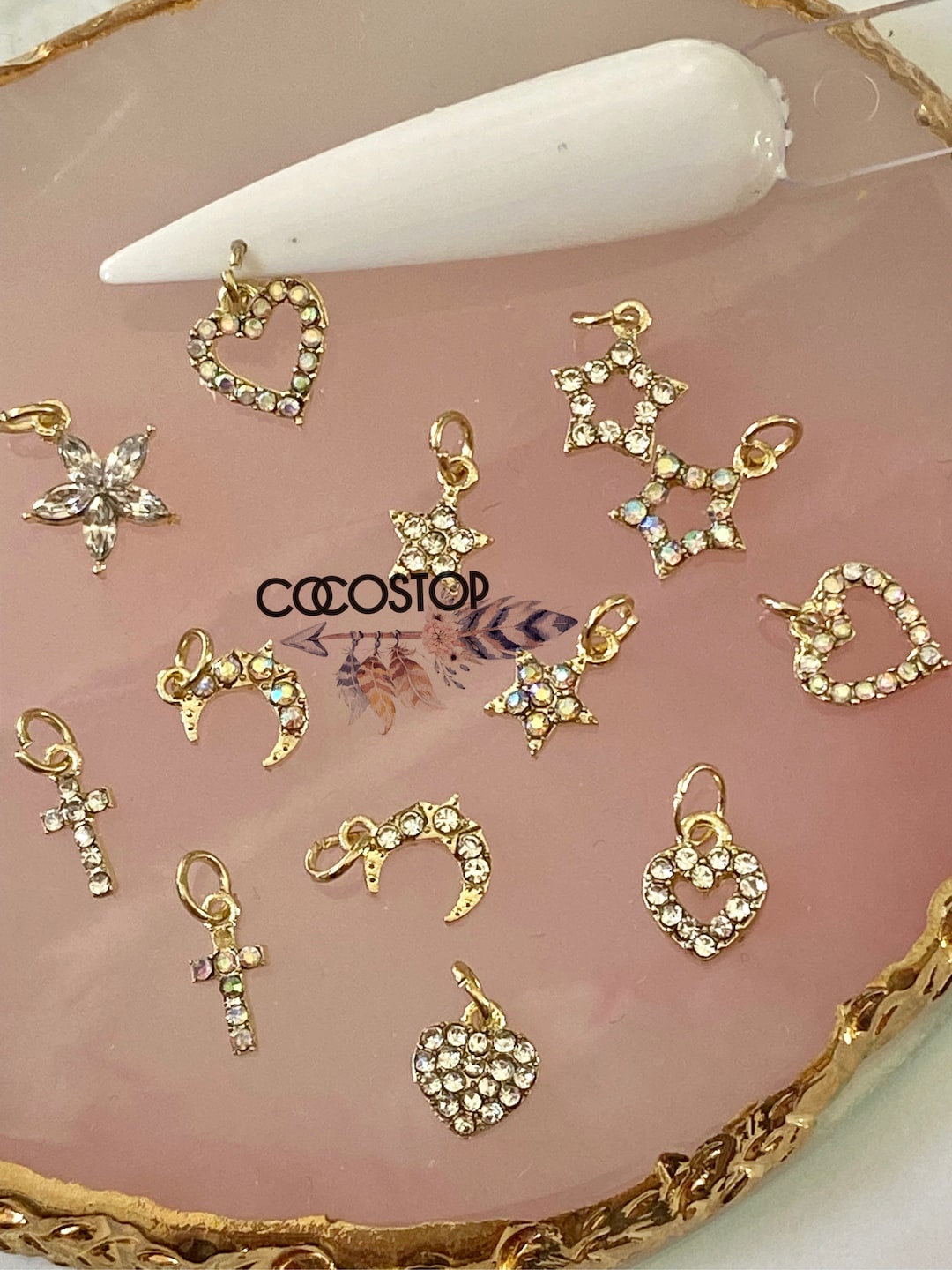 3D Dangle Nail Charms: Cross, Heart, Moon, Star - DIY Nail Art - Etsy
