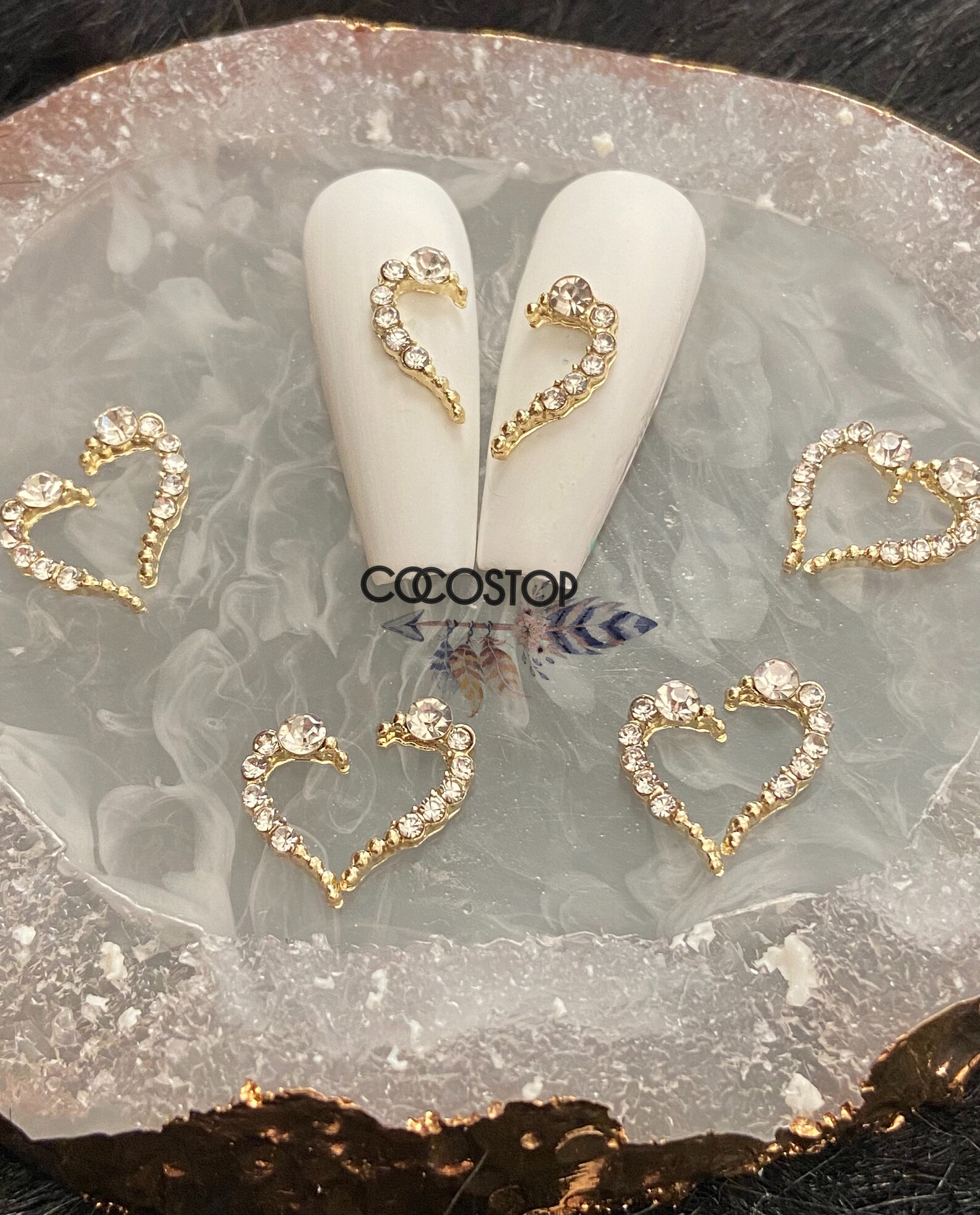 Valentine Haft Heart Rhinestone 3D Nail Charms Nail Art - Etsy