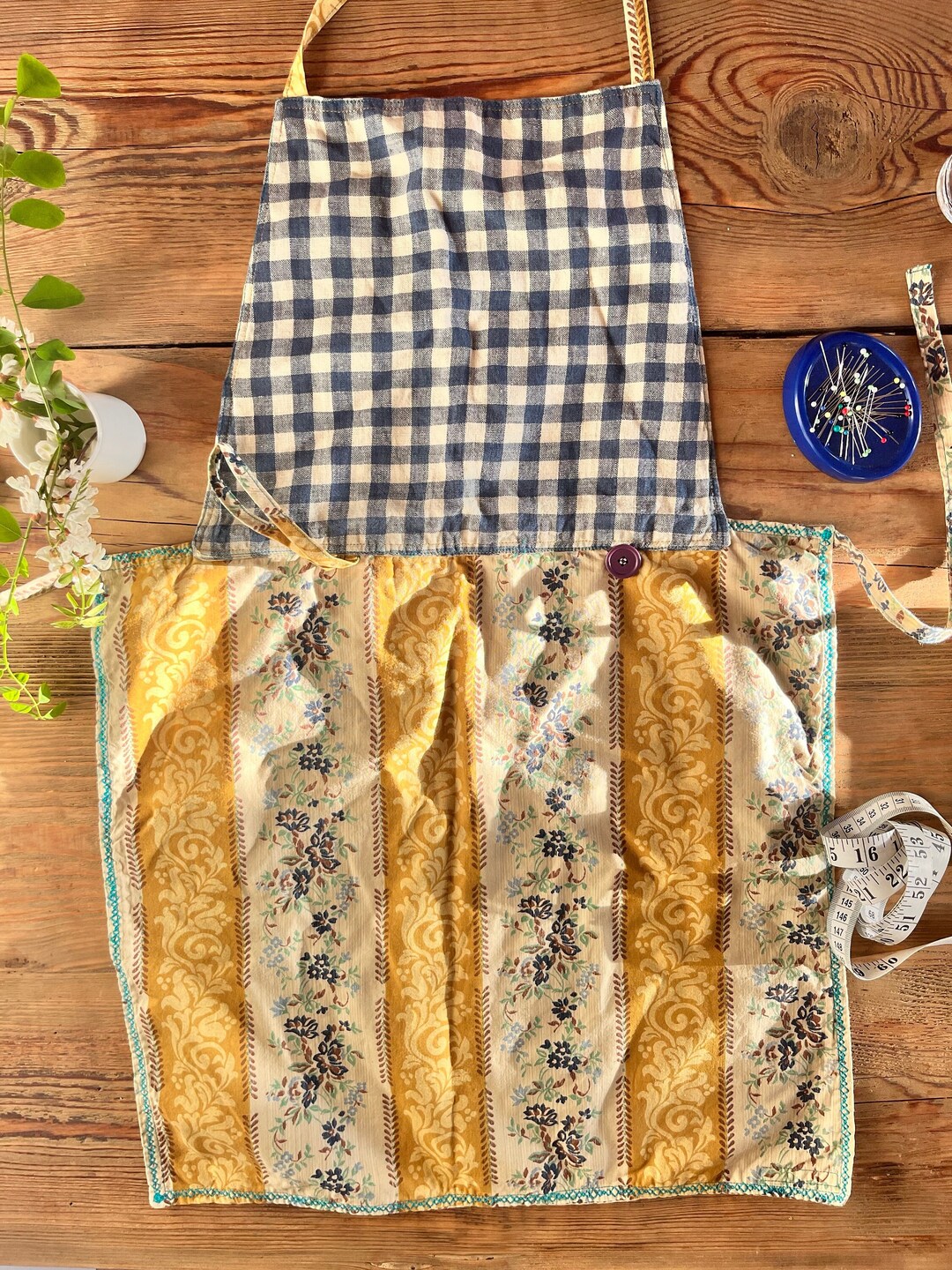 Handmade Upcycled Apron One of a Kind Linen and Cotton With Towel ...