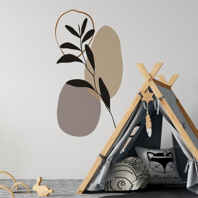 Boho Floral Wall Decals – Abstract Shapes, Removable Vinyl Stickers - Etsy