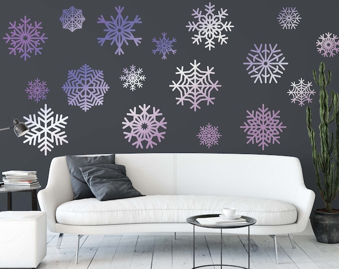 Winter Snowflake Decals Christmas Vinyl Lettering Wall Decal Window ...