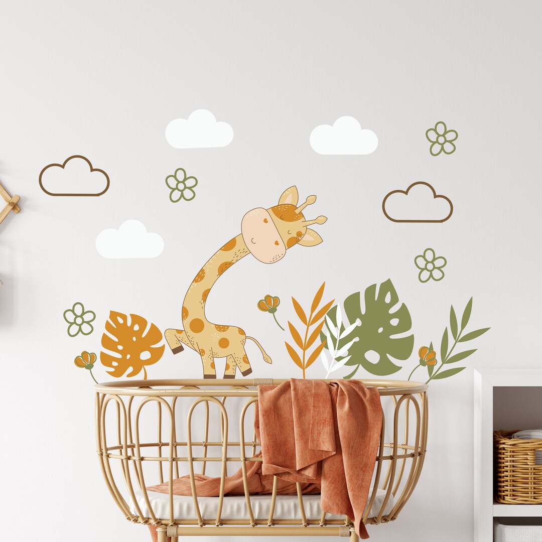 Giraffe Wall Decal, Cute Animal Decal, Giraffe Wall Sticker, Nursery ...