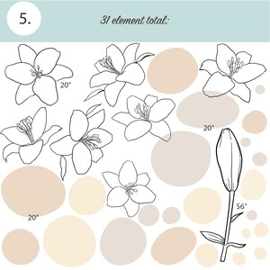 Lilly Flower Decal, Wall Decor for Baby, Wall Stickers, Peel and Stick ...