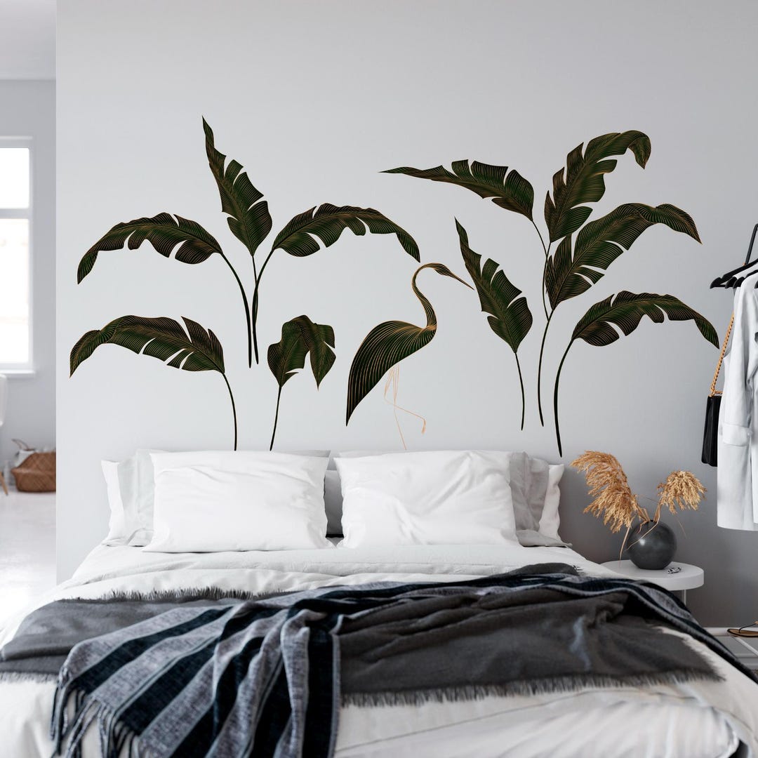 Modern Palm Leaf Sticker Boho Wall Decal for a Chic Vibe, Abstract Wall ...