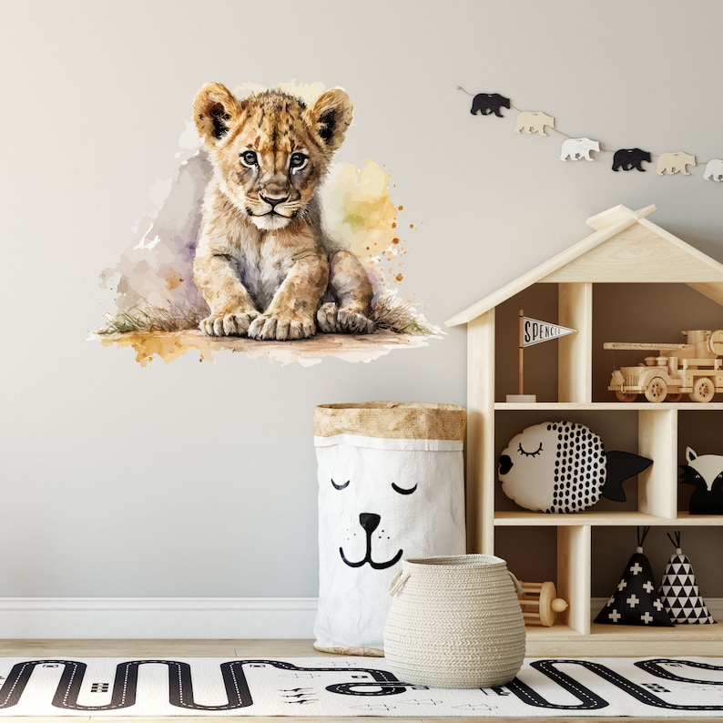 Lion Cub Wall Decal, Nursery Decor, Baby Room Sticker - Etsy