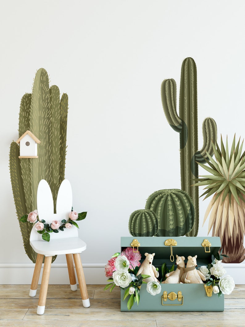 Cactus Decal Tropical Wall Decal Cacti Nursery Decor Cactus - Etsy