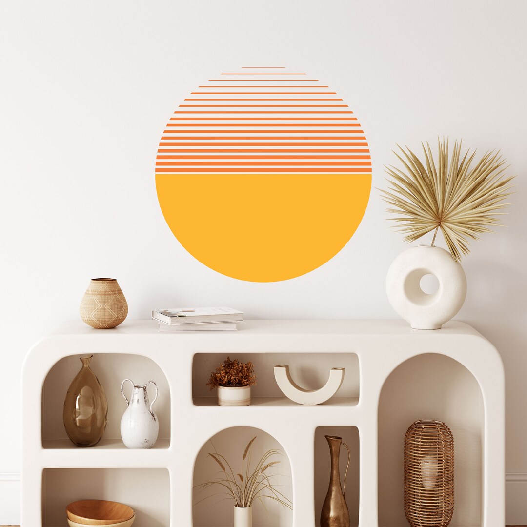 Yellow Wall Decals - Circle Wall Stickers, Boho Living Room Wall Art ...