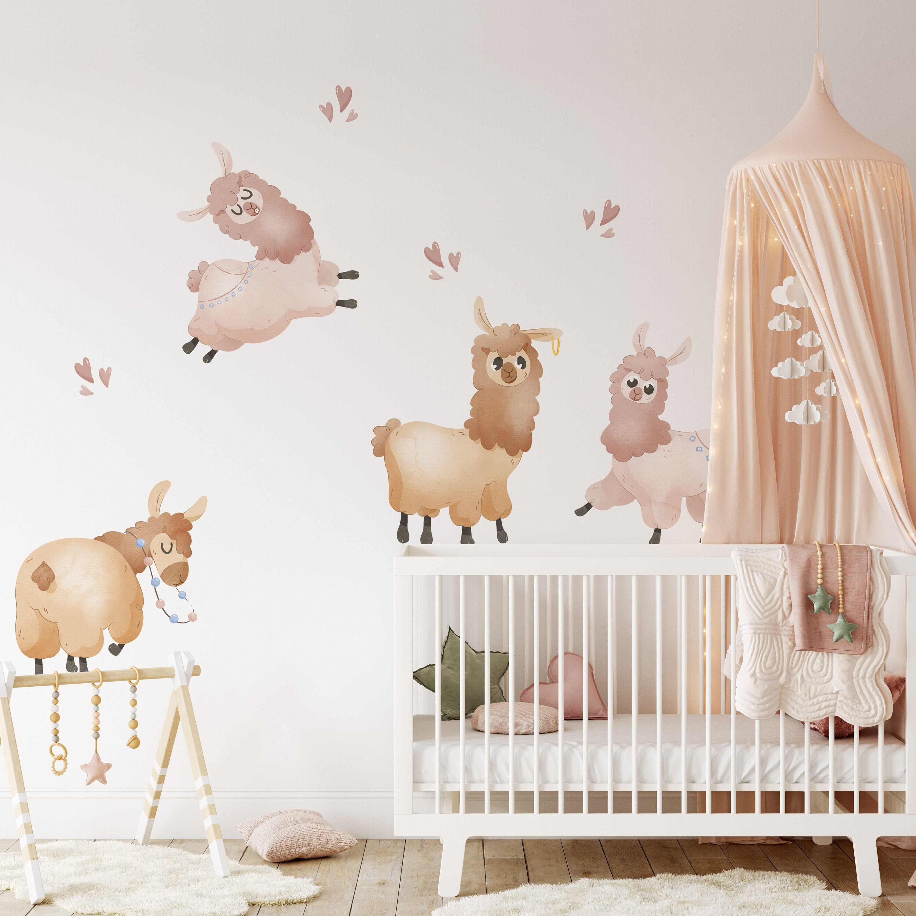 Watercolor Nursery, Watercolor Decals, Lama Nursery Art, Lama Decal ...