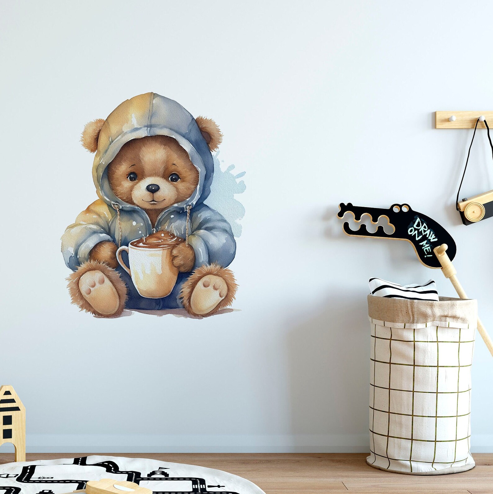 Teddy Bear Wall Decal, Cozy Nursery Decor, Kids Room, Vinyl Decals - Etsy