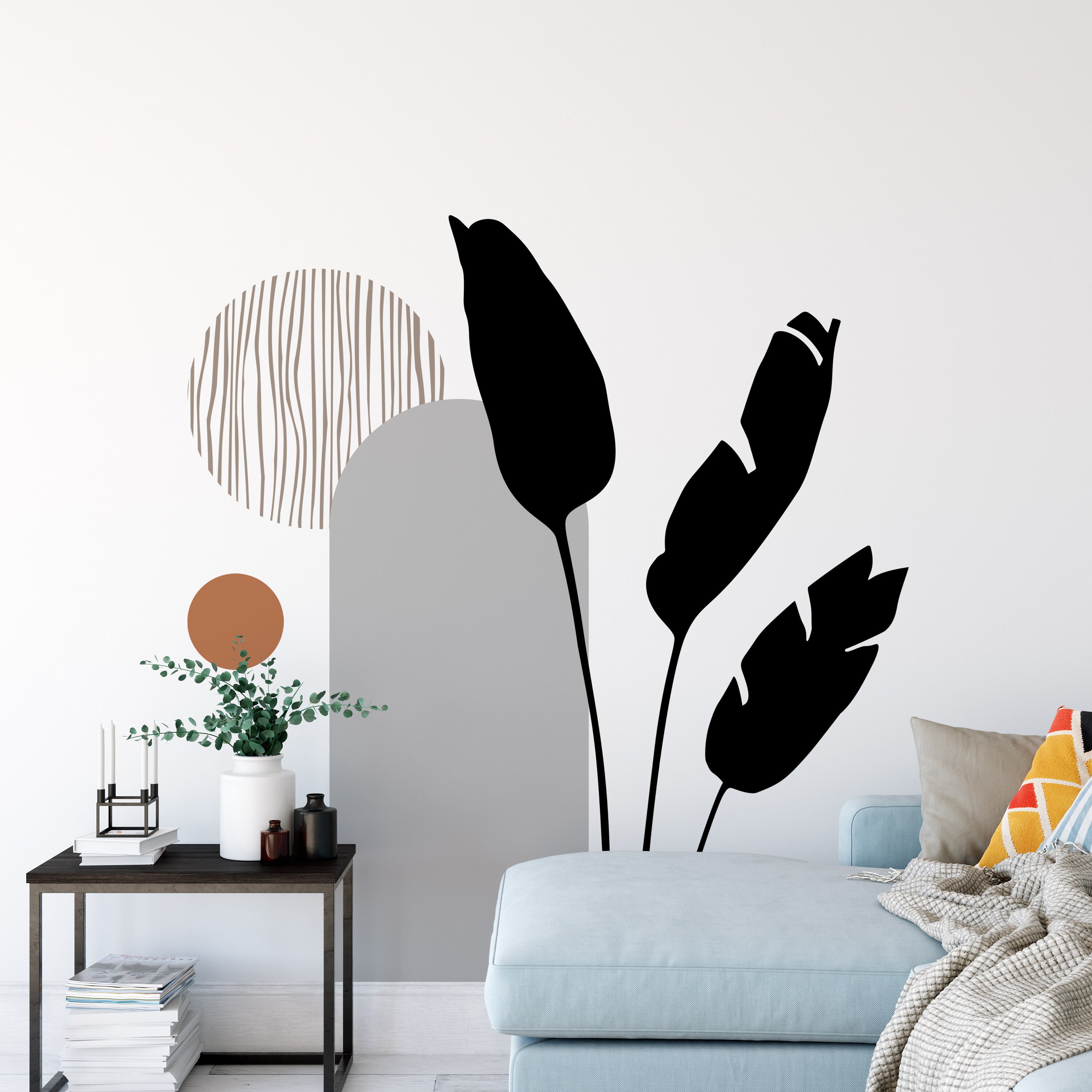 Boho Floral Wall Decal, Leaf Vinyl Stickers, Home Wall Art - Etsy UK