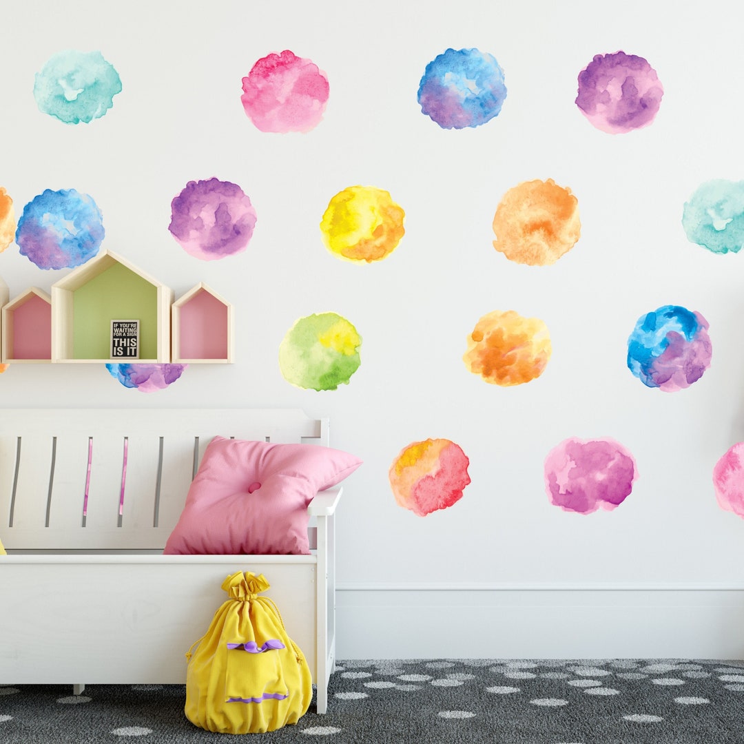 Watercolor Circle Wall Decals - Modern Wall Stickers, Boho Wall Decals ...