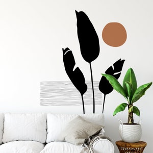 Boho Leaves Wall Decal, Tropical Leaf, Large Wall Decal, Modern Wall ...