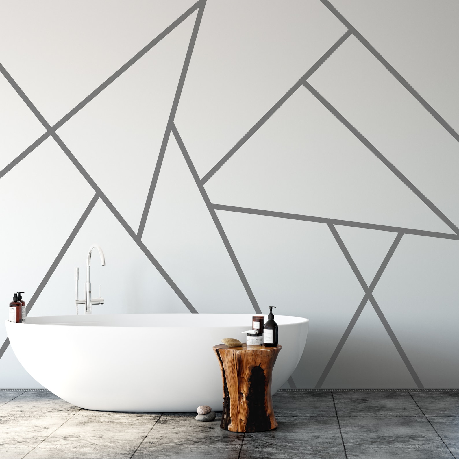 Geometric Wall Decal Geometric Line Wall Sticker Peel and - Etsy