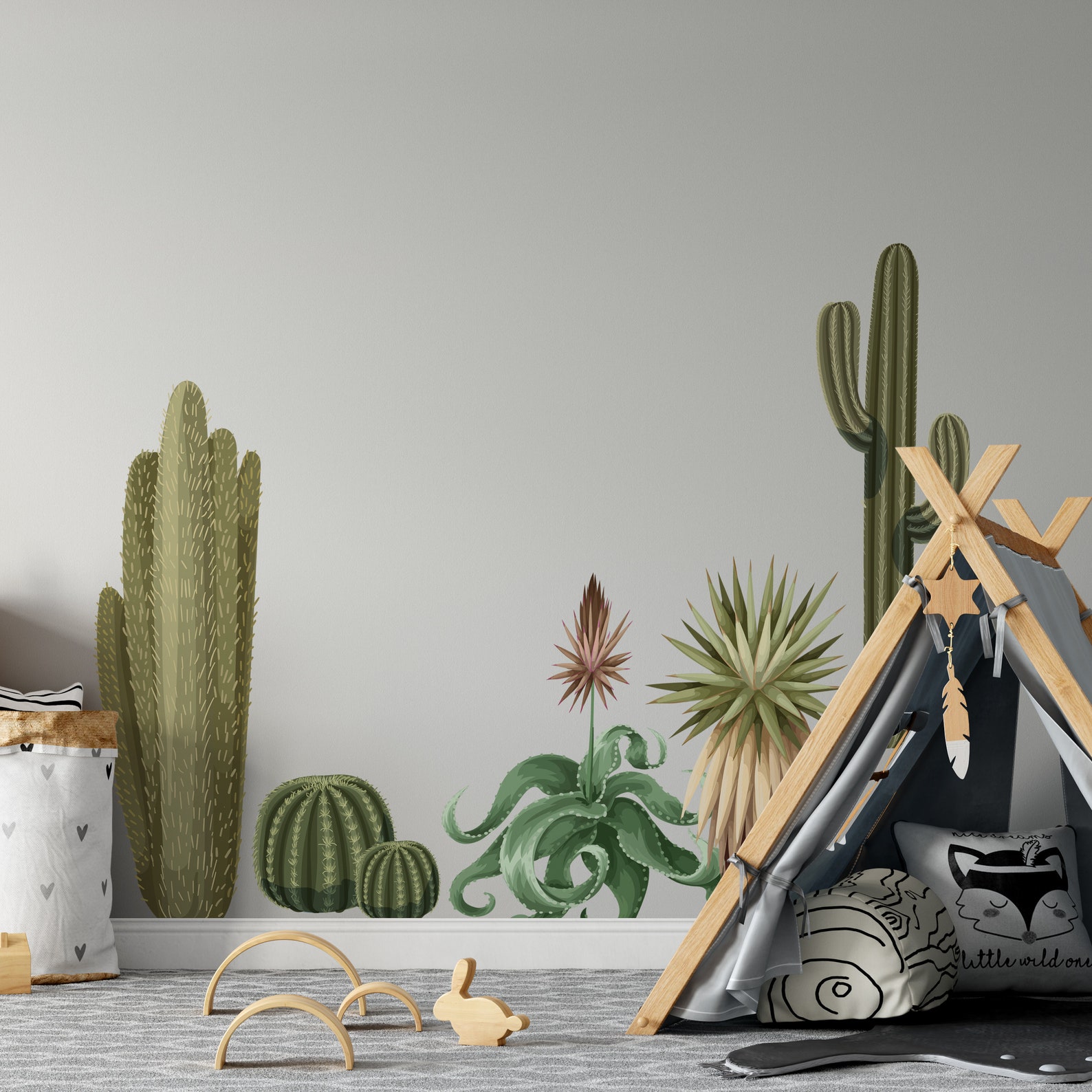 Cactus Decal Tropical Wall Decal Cacti Nursery Decor Cactus - Etsy