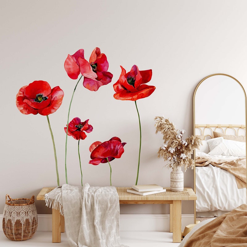 Flower Wall Decal Poppy - Etsy