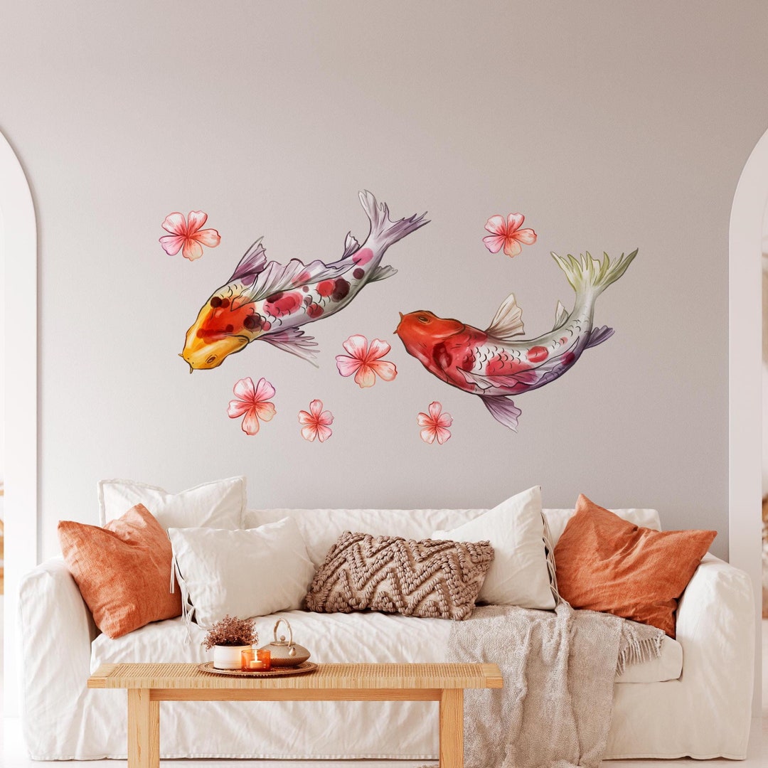 Vinyl Koi Carp Wall Decals - Japanese Fish Style Home Living Room ...