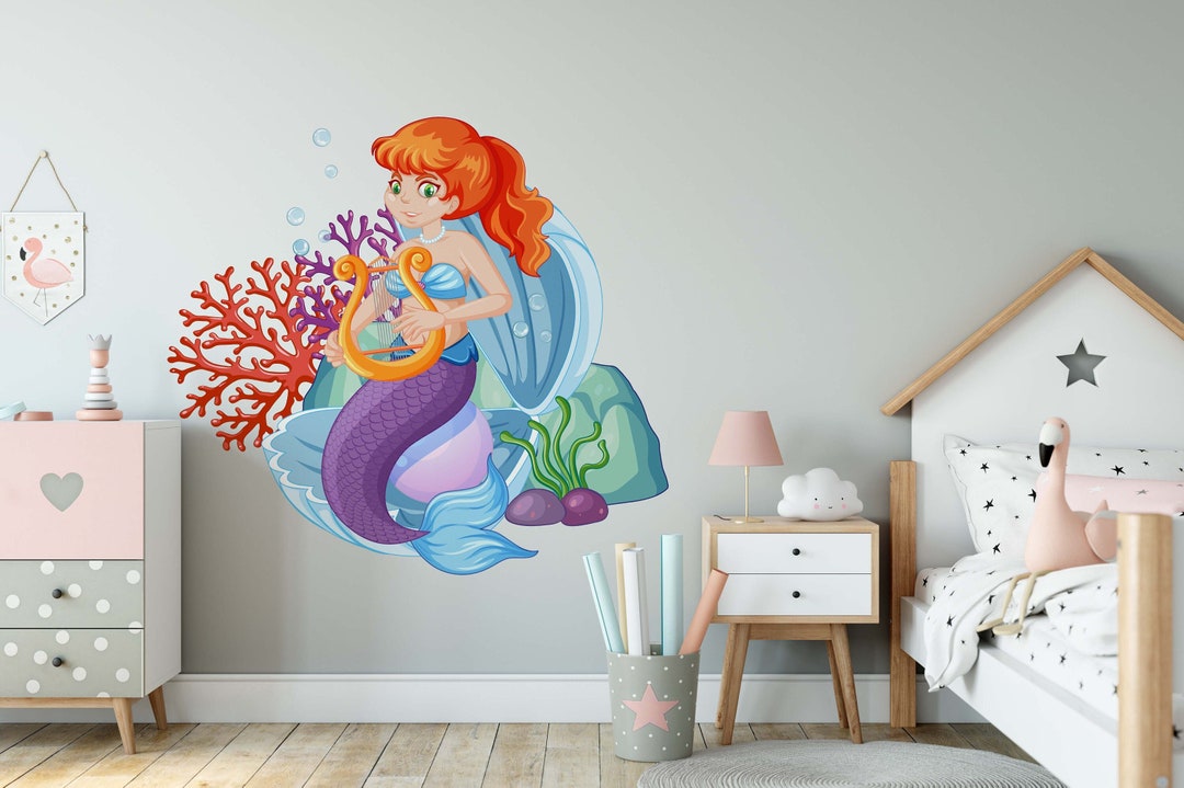 Mermaid Decor, Mermaid Wall Sticker ,sea Ocean Decal, Nautical Nursery ...